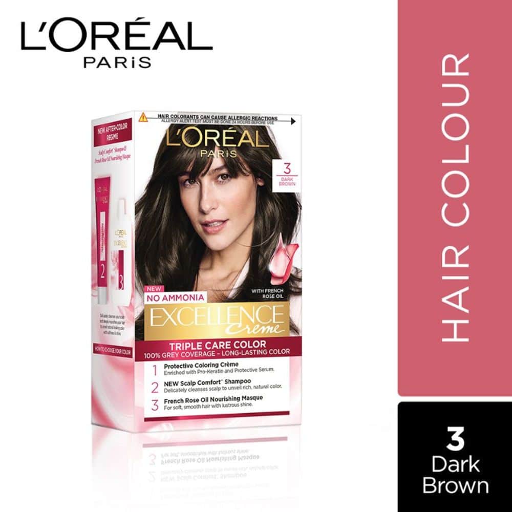 Loreal Paris Excellence Creme No3 Dark Brown 100gm - Zora Cosmetic